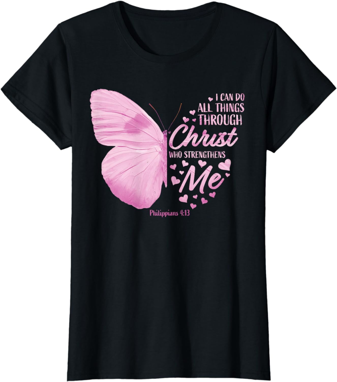 Philippians 4:13 Christian Bible Verse Gifts Women Butterfly T-Shirt ...
