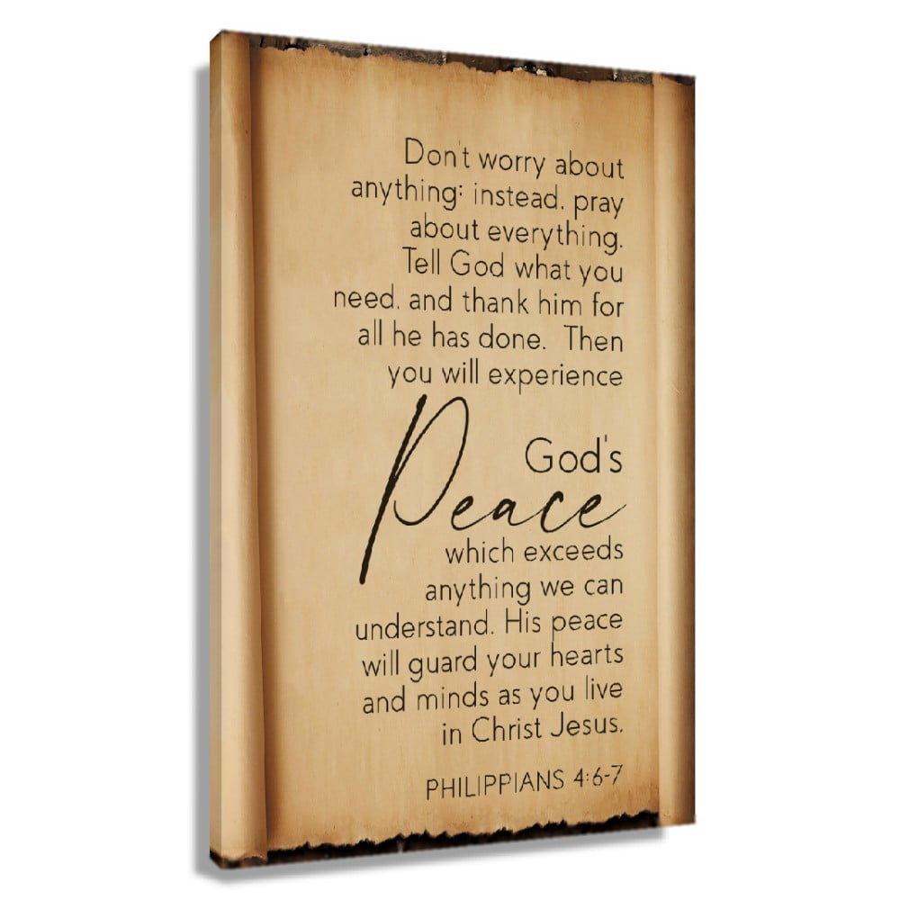 Philippians 4 6-7 Bible Verse Wall Art Vintage Scripture Posters Poster ...