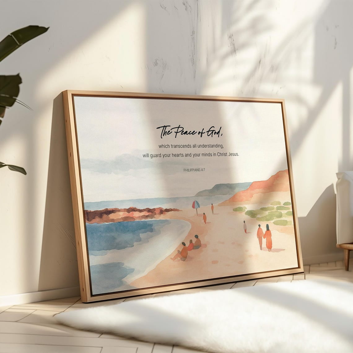 Philippians 4:7 Christian Beach Wall Art Peace Of God Print Scripture ...