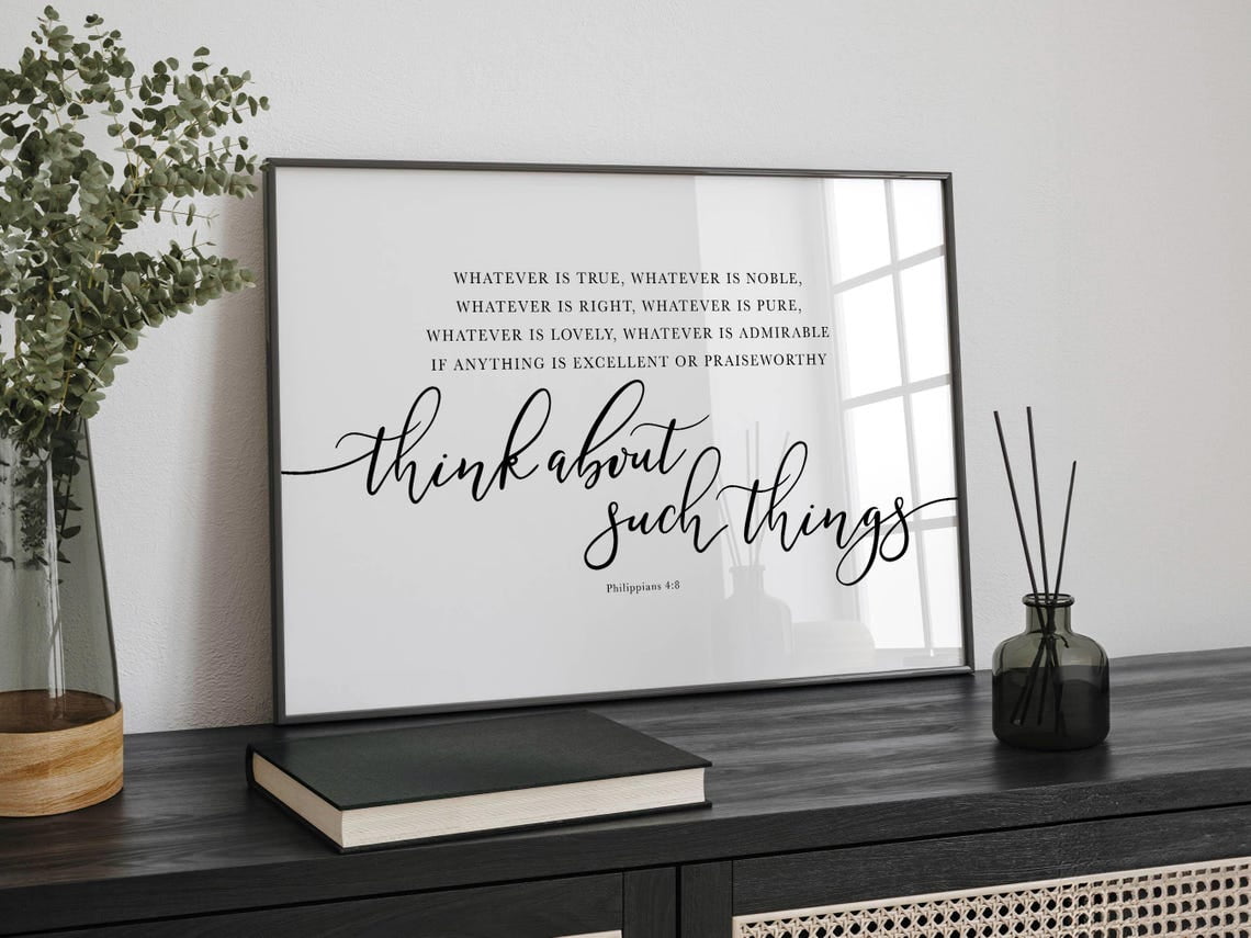 Philippians 4 8 Niv Bible Verse Print, Scripture Wall Art, Christian ...