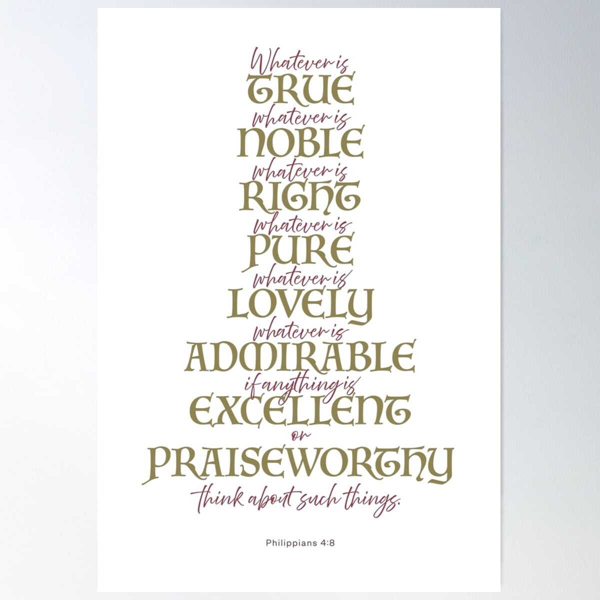 Philippians 4:8 Poster Wall Art, Modern Wall Decor For Living Room ...
