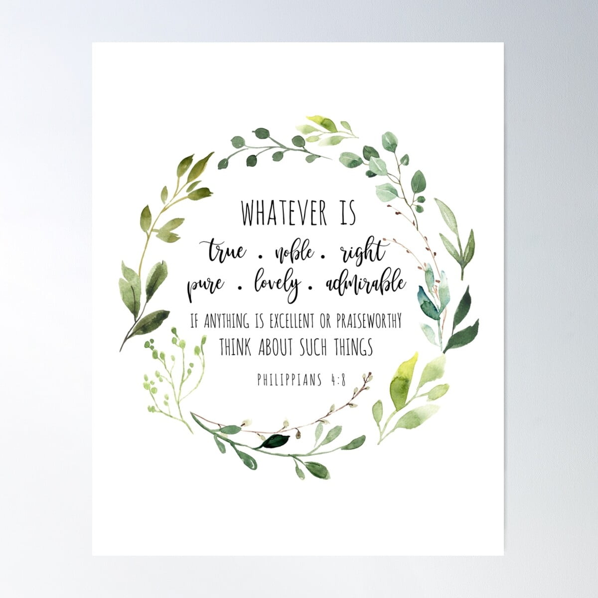 Philippians 4:8 Whatever Is True Bible Verse Poster Wall Art, Modern ...