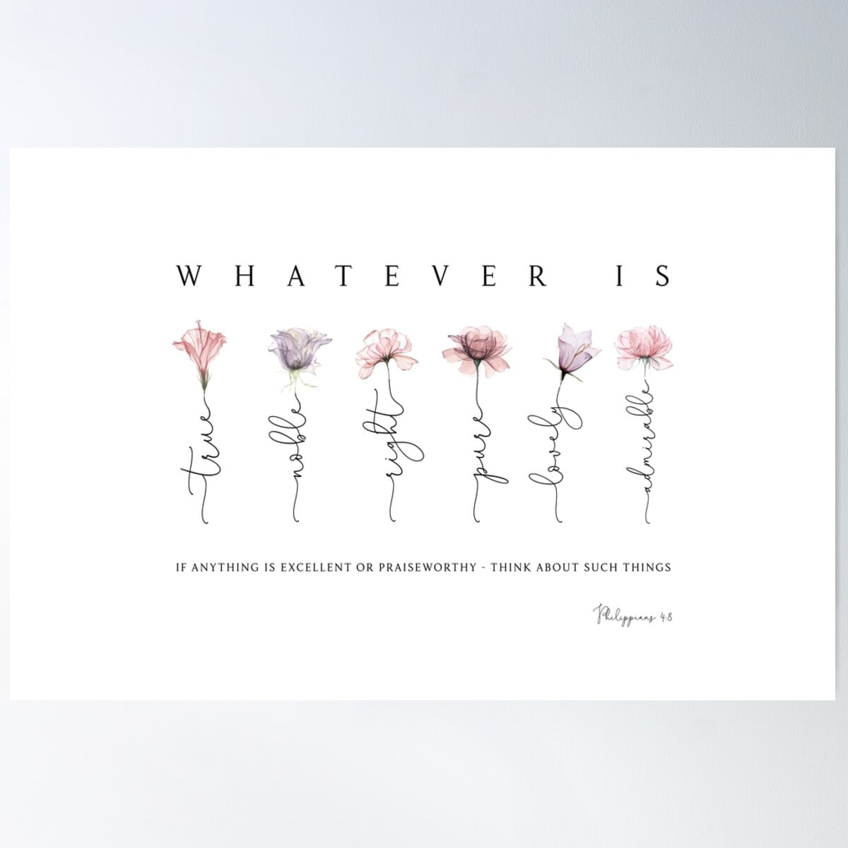 Philippians 4:8 Whatever Is True Poster Wall Art, Modern Wall Decor For ...