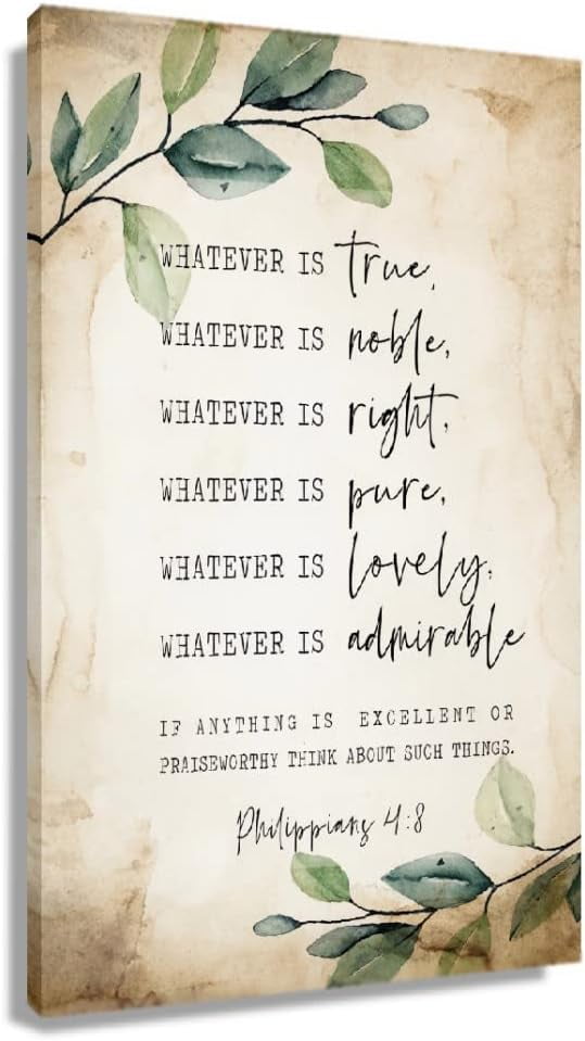Philippians 4 8 Whatever is True Sign Bible Verse Wall Art Print ...
