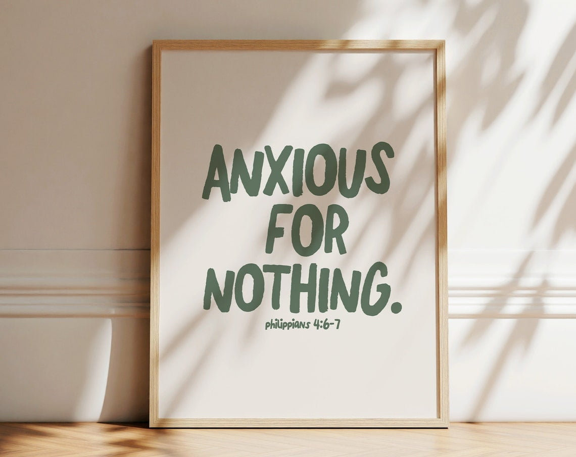 Philippians 4 Anxious For Nothing Christian Wall Art Sage Green Wall ...