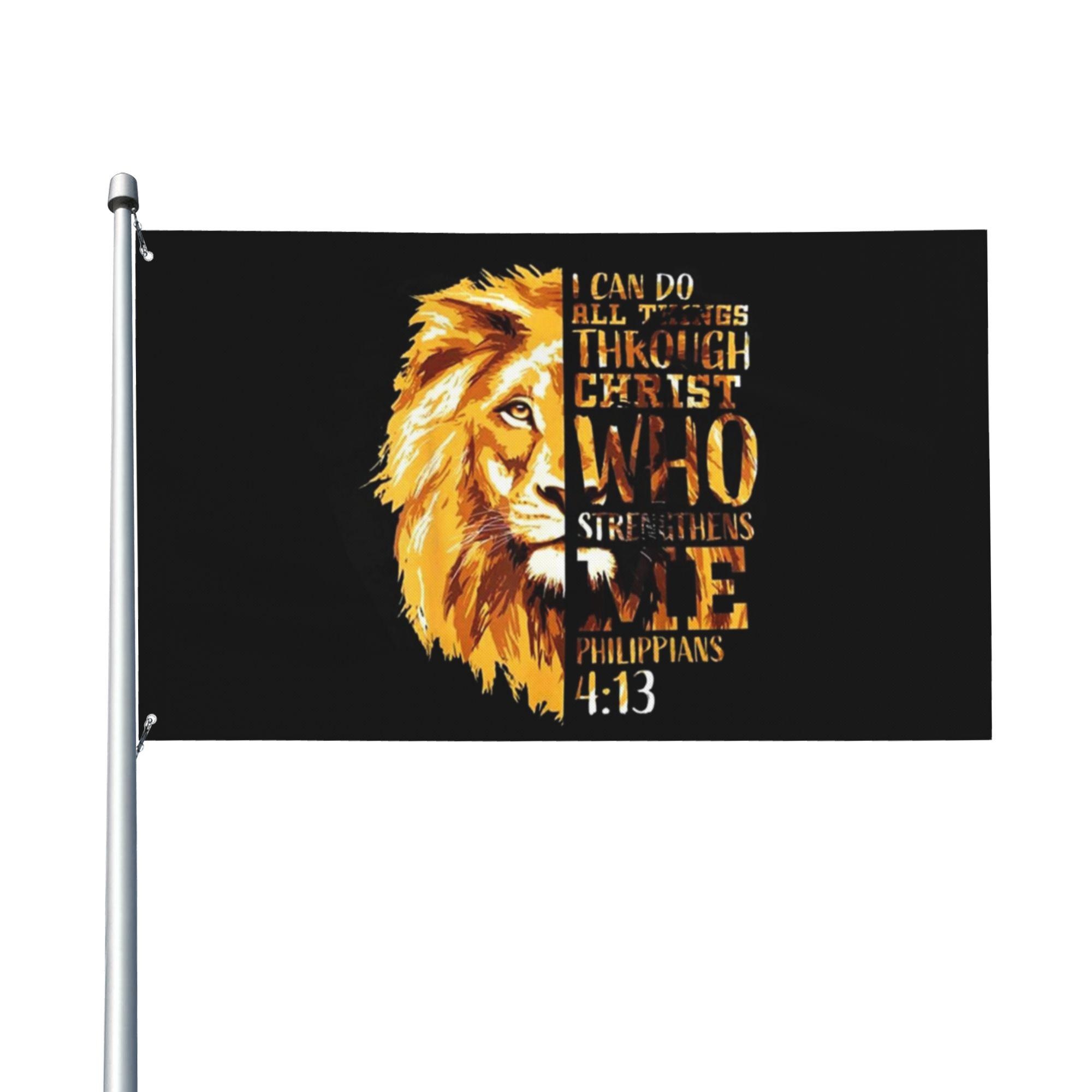Philippians 413 Christian Bible Verse Lion Head Flags Garden Home Flag ...