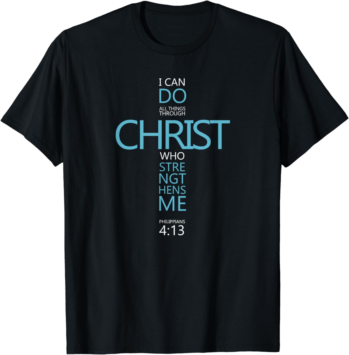 Philippians Cross Typography Religion Bible Christian Gift T-Shirt ...