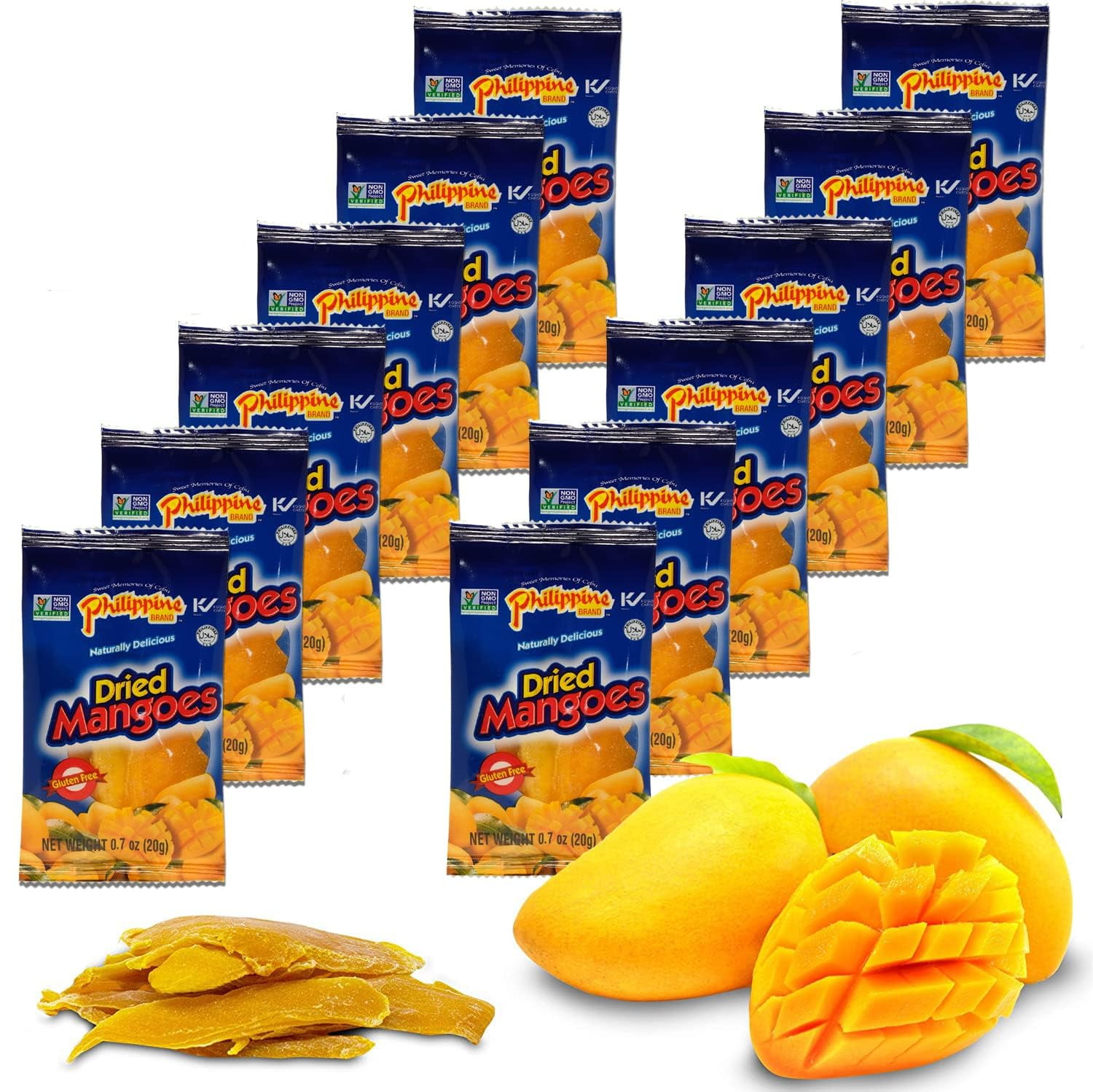 Philippine Brand Dried Mangoes MMF7 Fruit Snacks {12 PACK} All Naturally Gluten Free, Vegan ...
