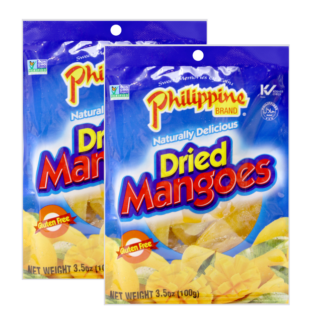 Philippine Brand Natural Mango Fruit Snacks, Delicious Dried Mangoes, 3.5 Oz (100 g), 2 Pack ...