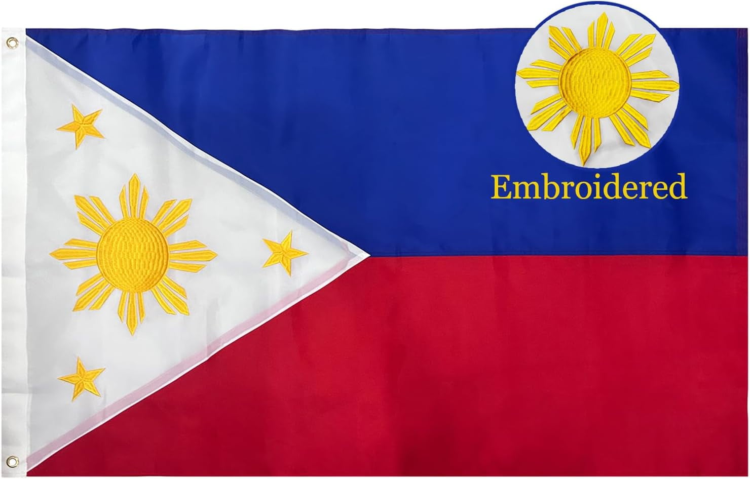Philippine Flag Philippines Filipino Flags 3X5 Ft Outdoor Embroidered ...
