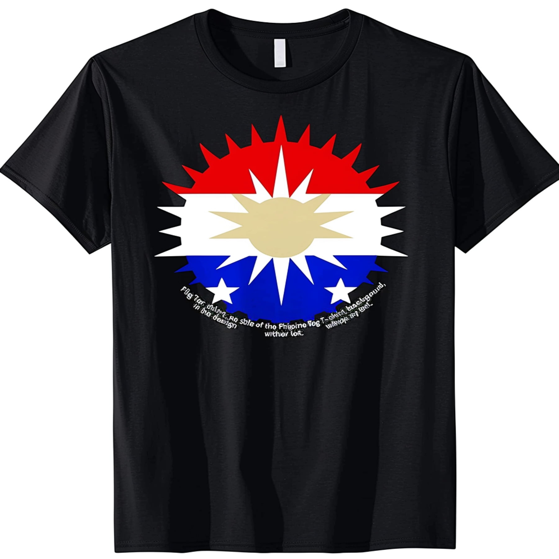 Philippine Flag Style Sun and Star Black TShirt No Text Design ...