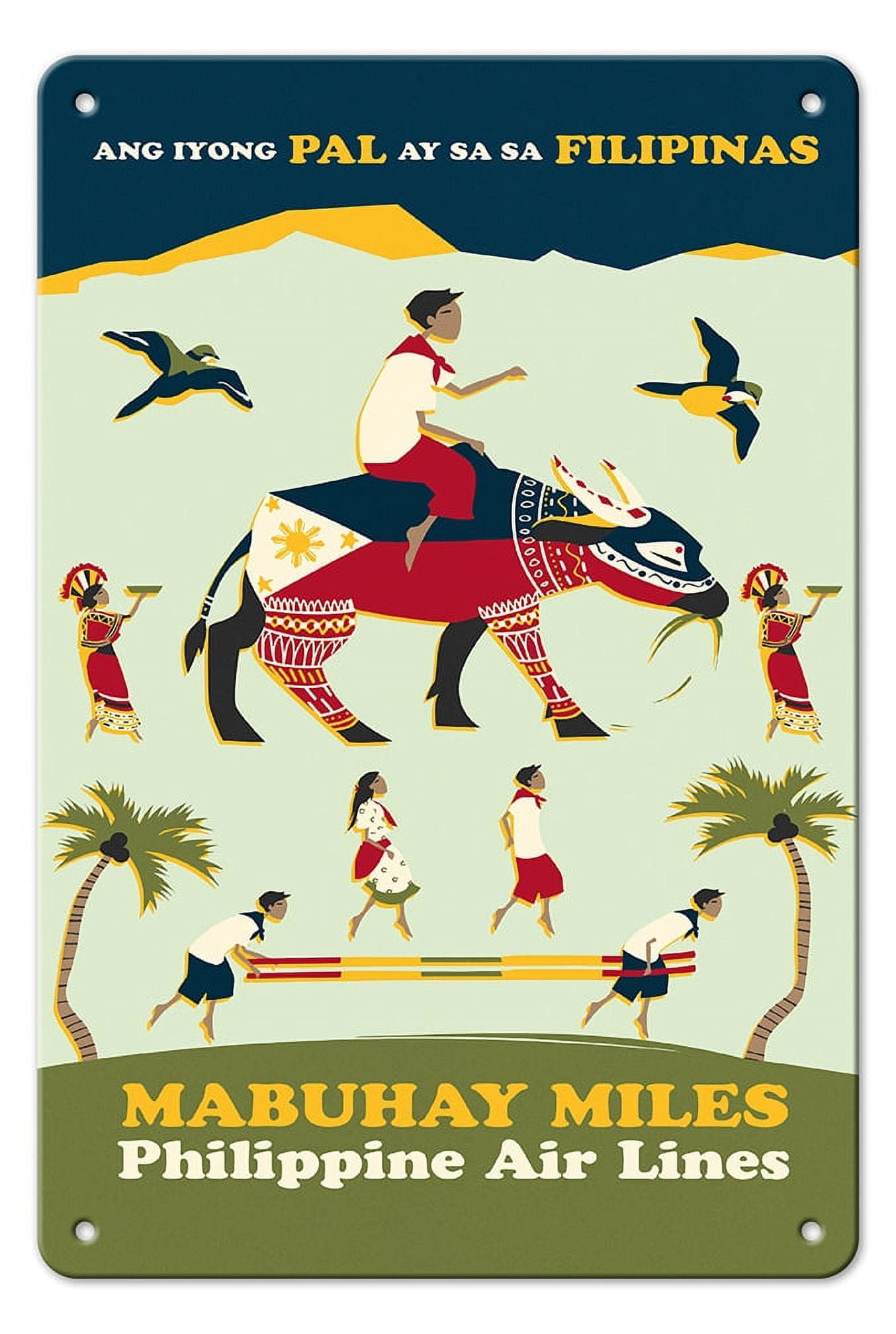 Philippines Air Lines - Mabuhay Miles - Vintage Airline Travel Poster c ...