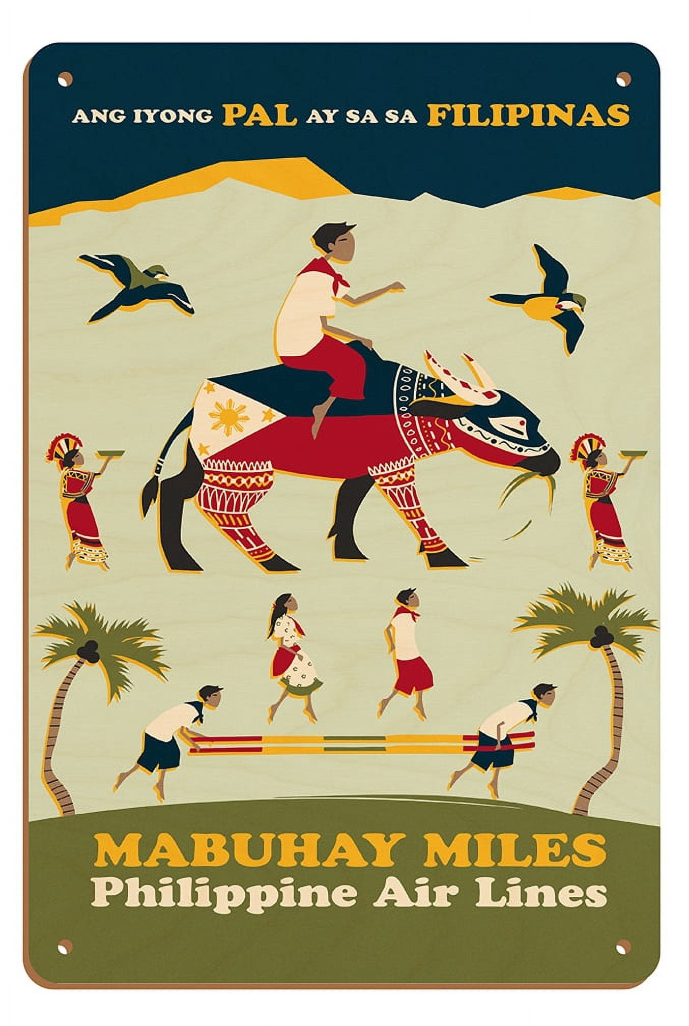Philippines Air Lines - Mabuhay Miles - Vintage Airline Travel Poster c ...