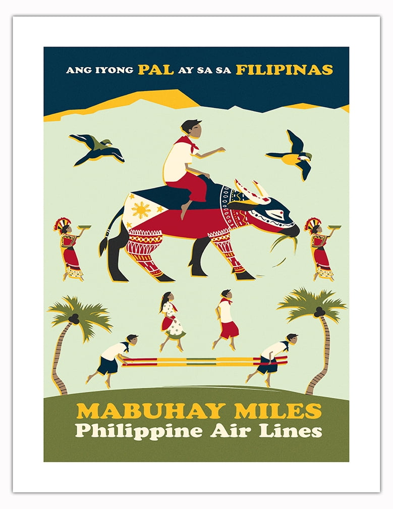 Philippines Air Lines - Mabuhay Miles - Vintage Airline Travel Poster c ...