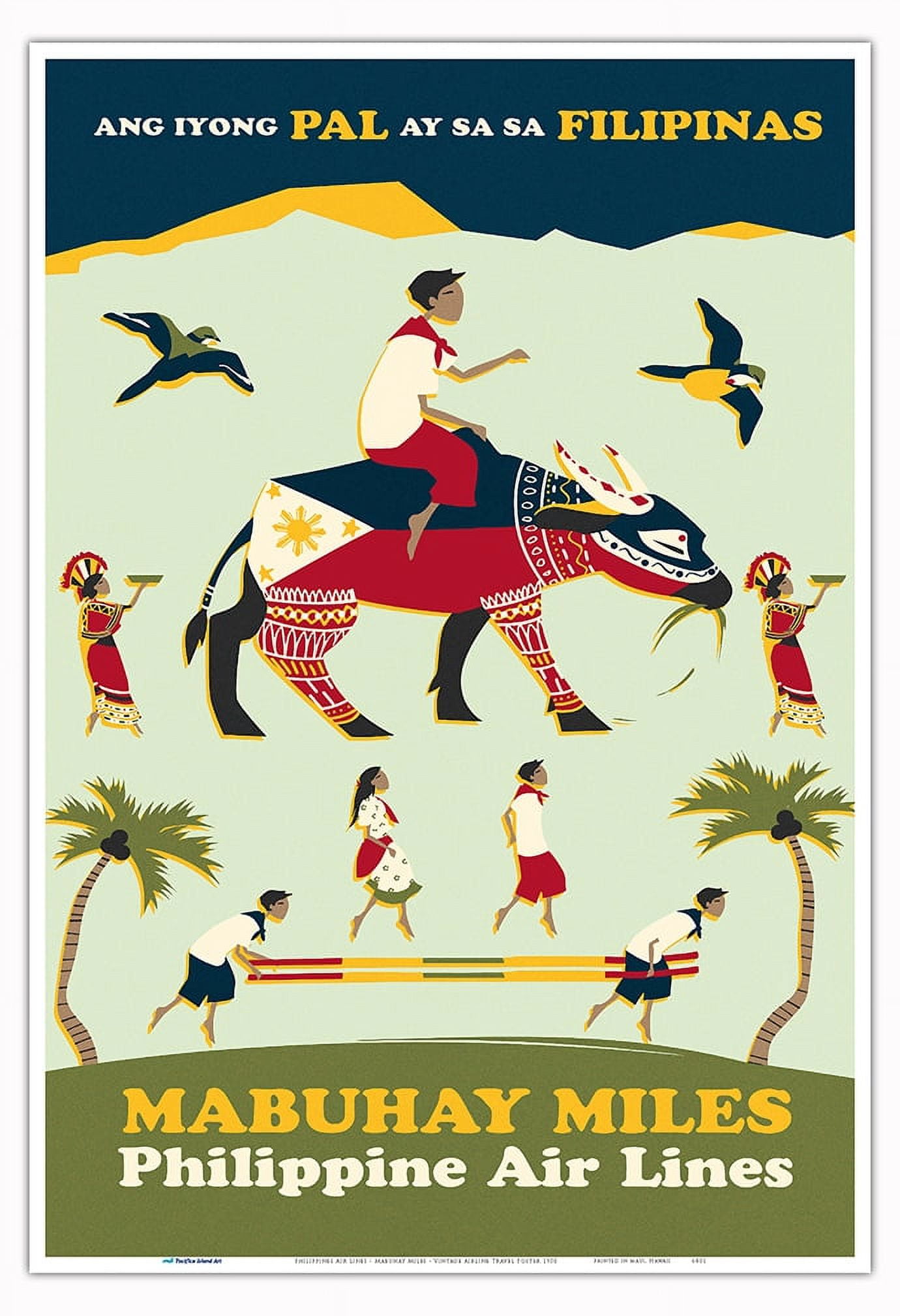 Philippines Air Lines - Mabuhay Miles - Vintage Airline Travel Poster c ...