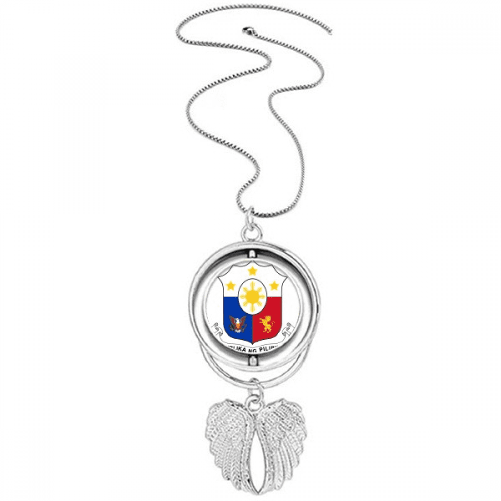 Philippines Asia National Emblem Pendant Angel Wings Rotating Necklace ...