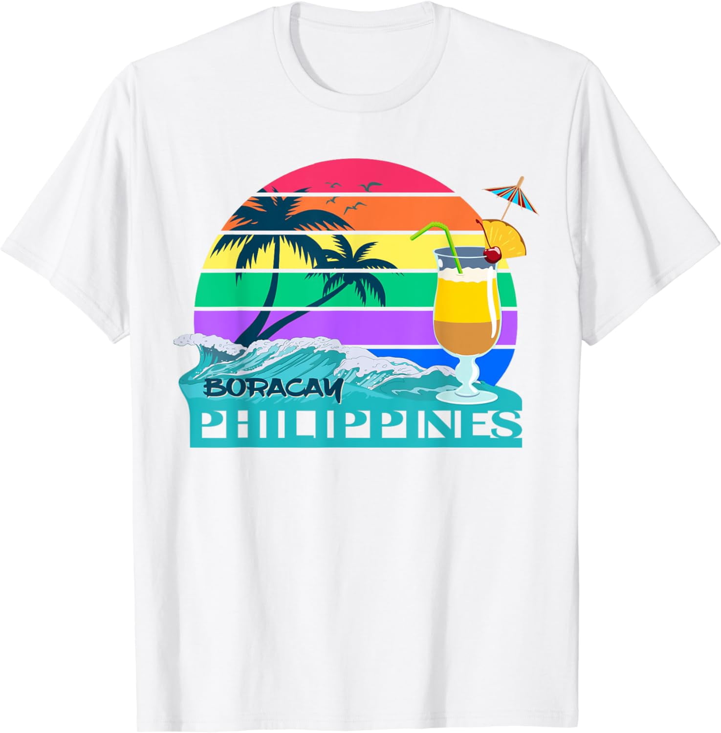 Philippines Boracay Island Palms Palawan Cebu Gift Souvenir T-Shirt ...
