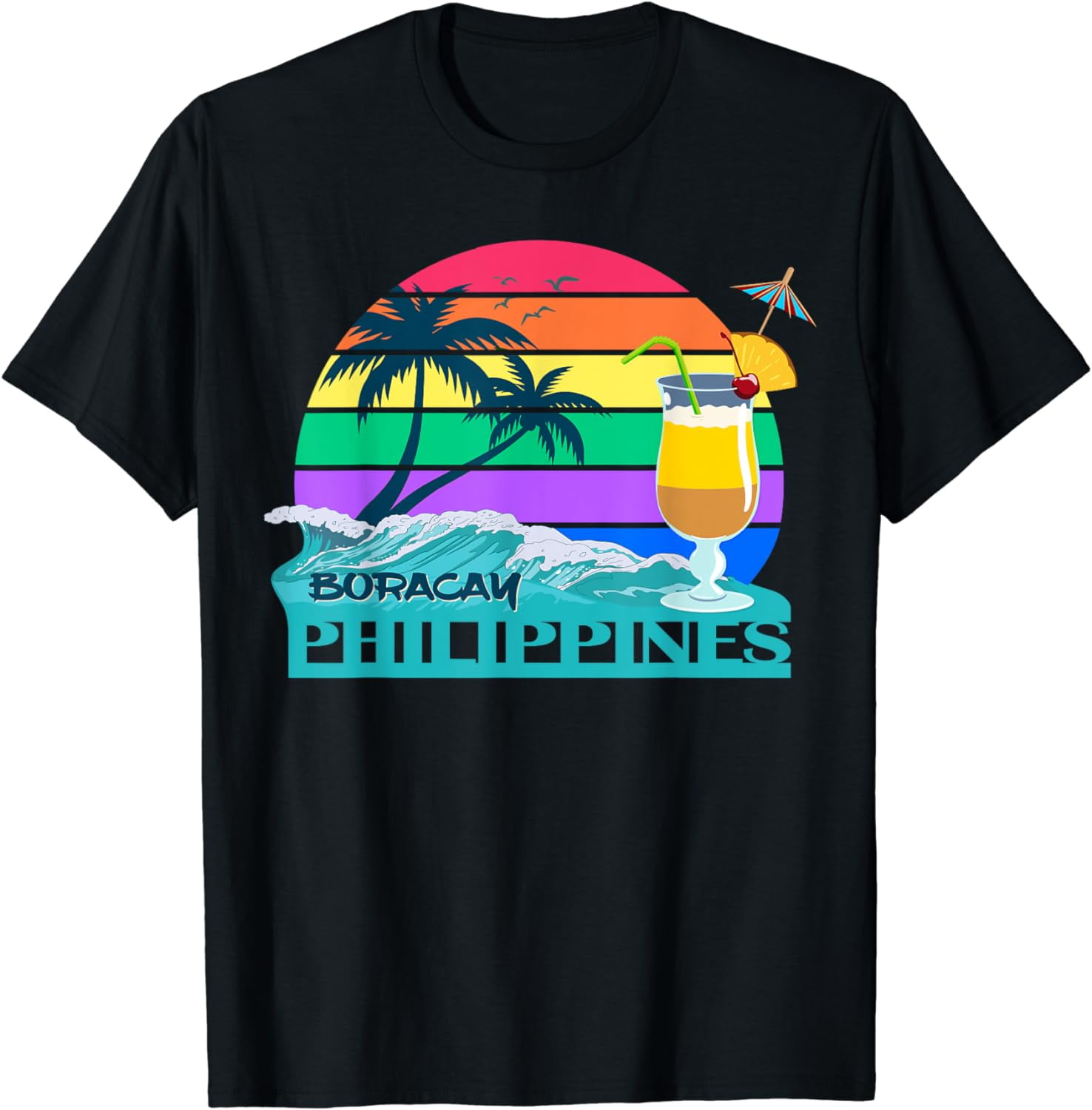 Philippines Boracay Island Palms Palawan Cebu Gift Souvenir T-Shirt ...