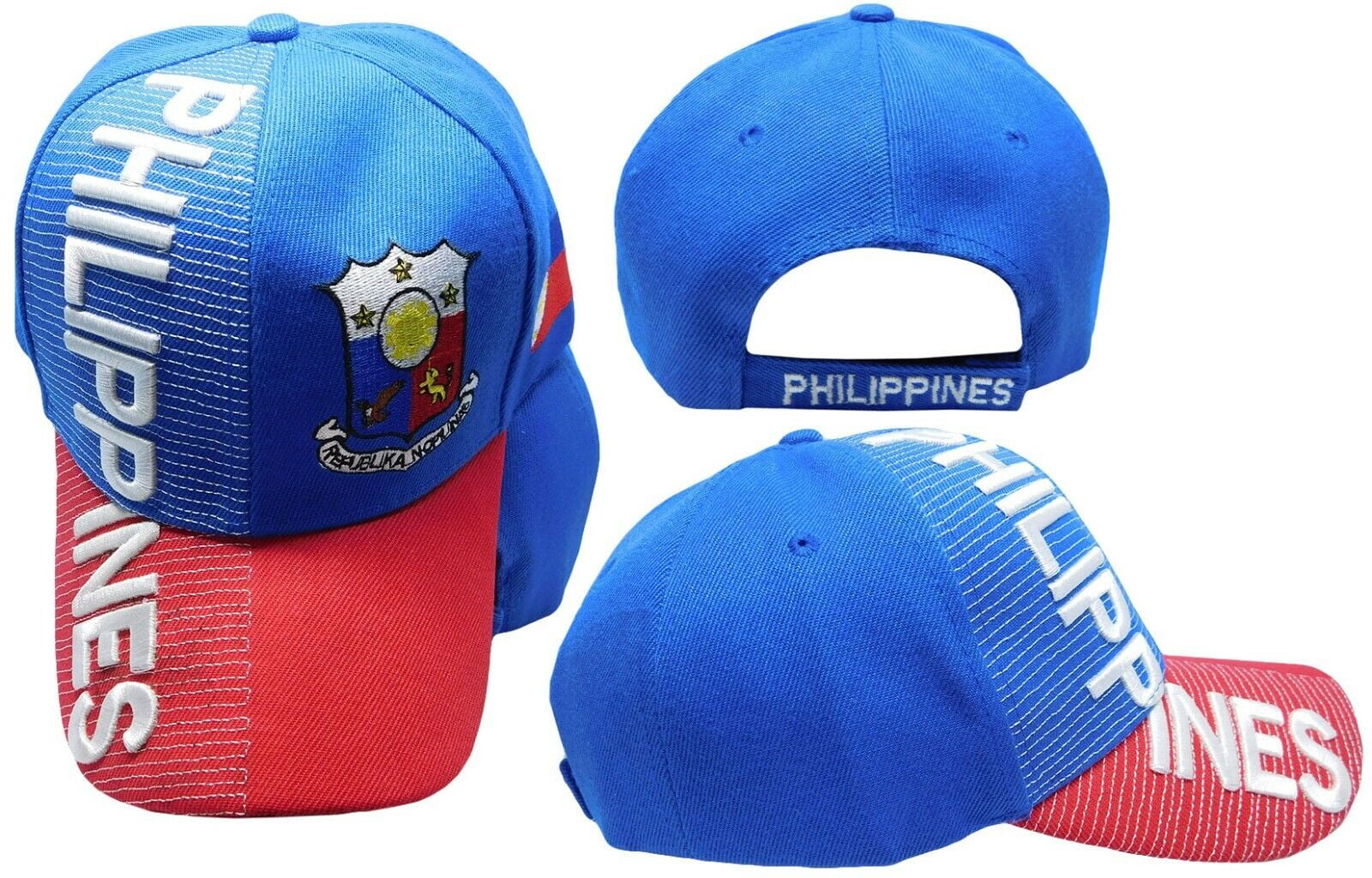 Philippines Country Letters Emblem Royal Blue Red Bill 3-D Embroidered ...