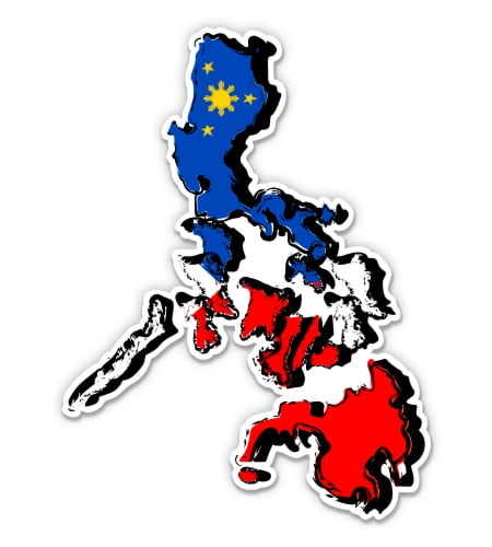 Philippines Flag Country Shape - 5" Vinyl Sticker - For Car Laptop I ...