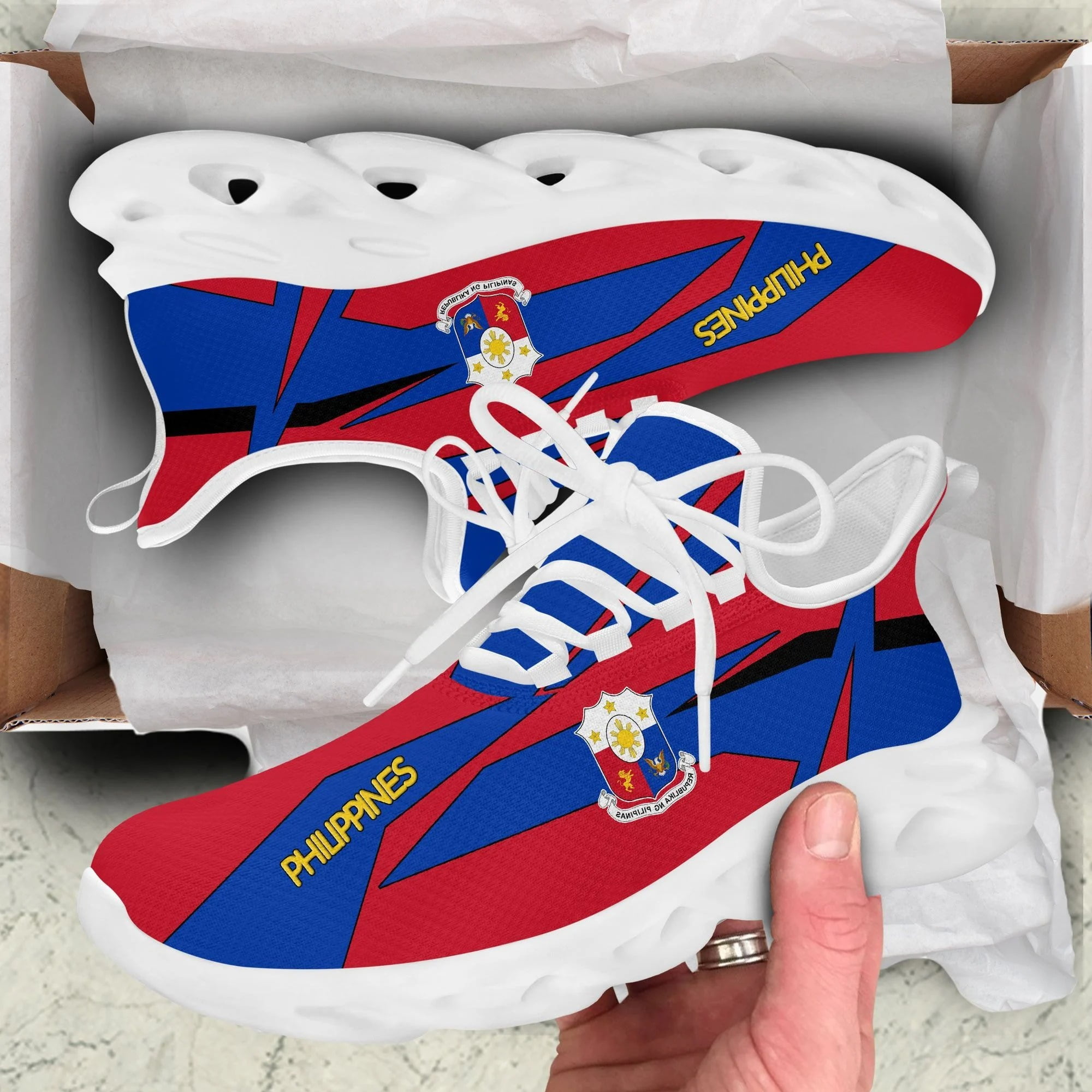 Philippines Flag Design Ladies Flats Shoes Custom Name Women Light Lace ...