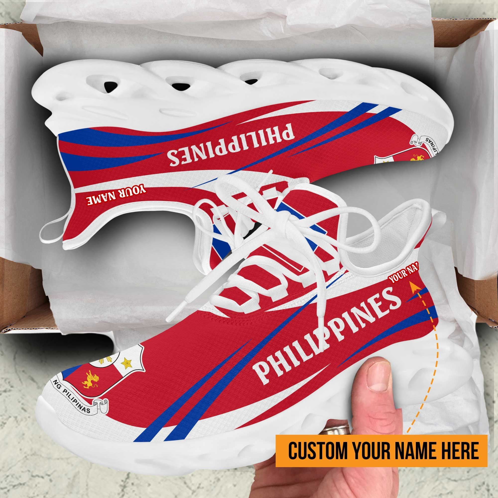 Philippines Flag Design Ladies Flats Shoes Custom Name Women Light Lace ...