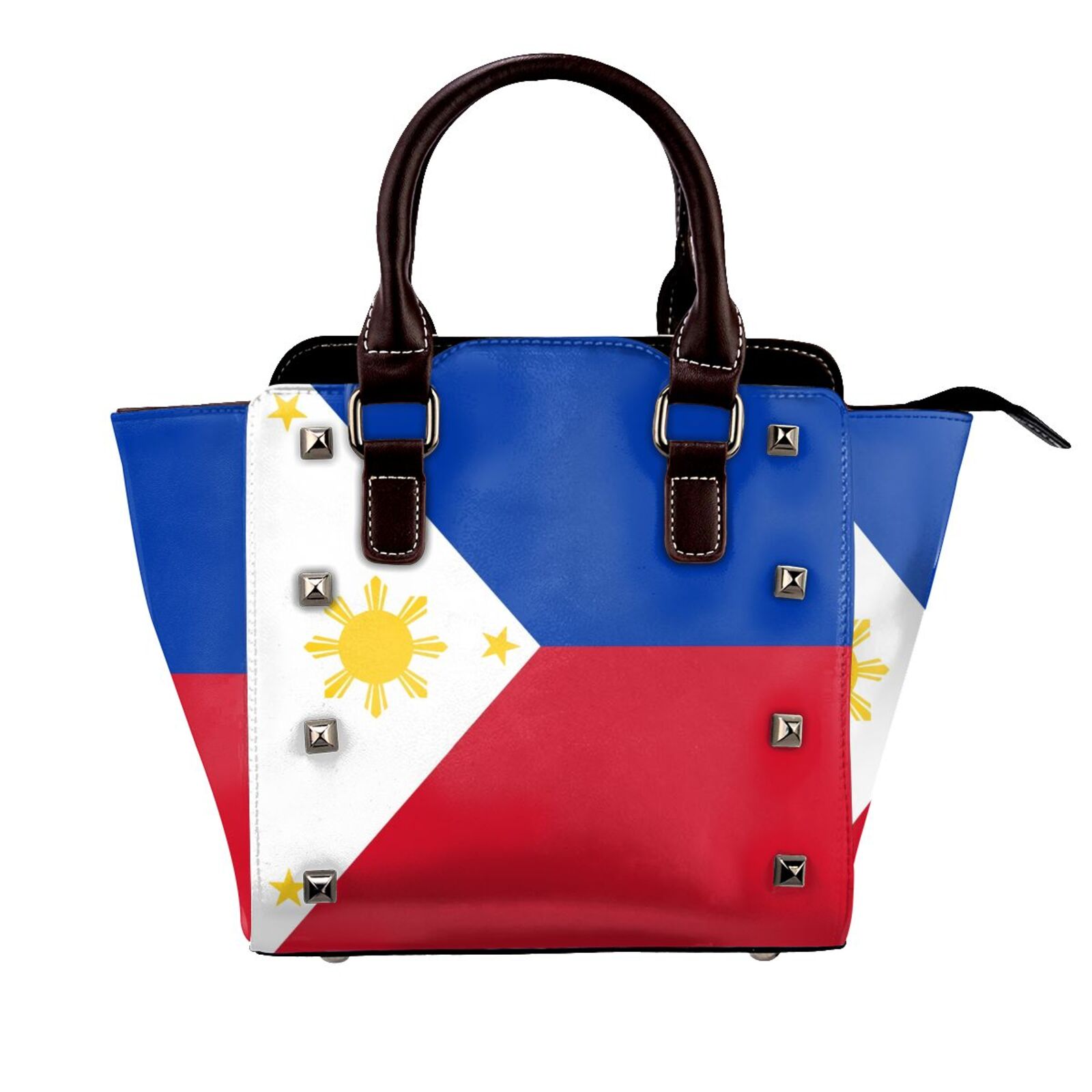 Philippines Flag Handbag Leather Rivet Shoulder Bag Luxury Fashion ...