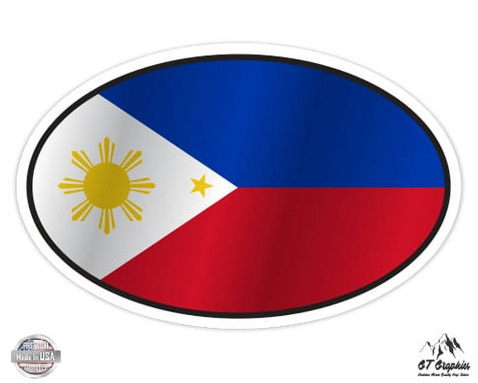 Philippines Flag Oval - 3" Vinyl Sticker - For Car Laptop I-Pad Phone ...