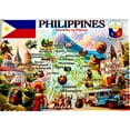 Philippines Graphic Map and Attractions Souvenir Fridge Magnet 2.5" X 3 ...