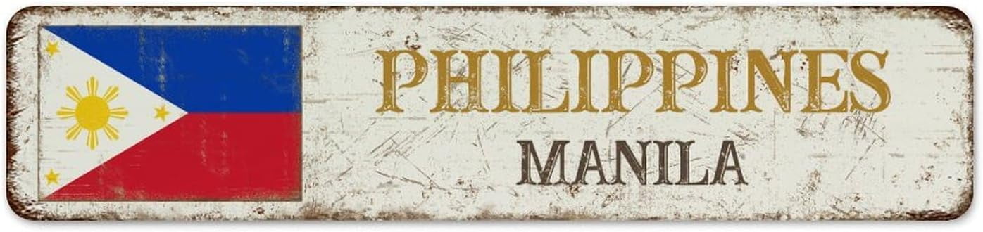 Philippines-Manila' Metal Sign Fashion Chic Living Room Signs National ...