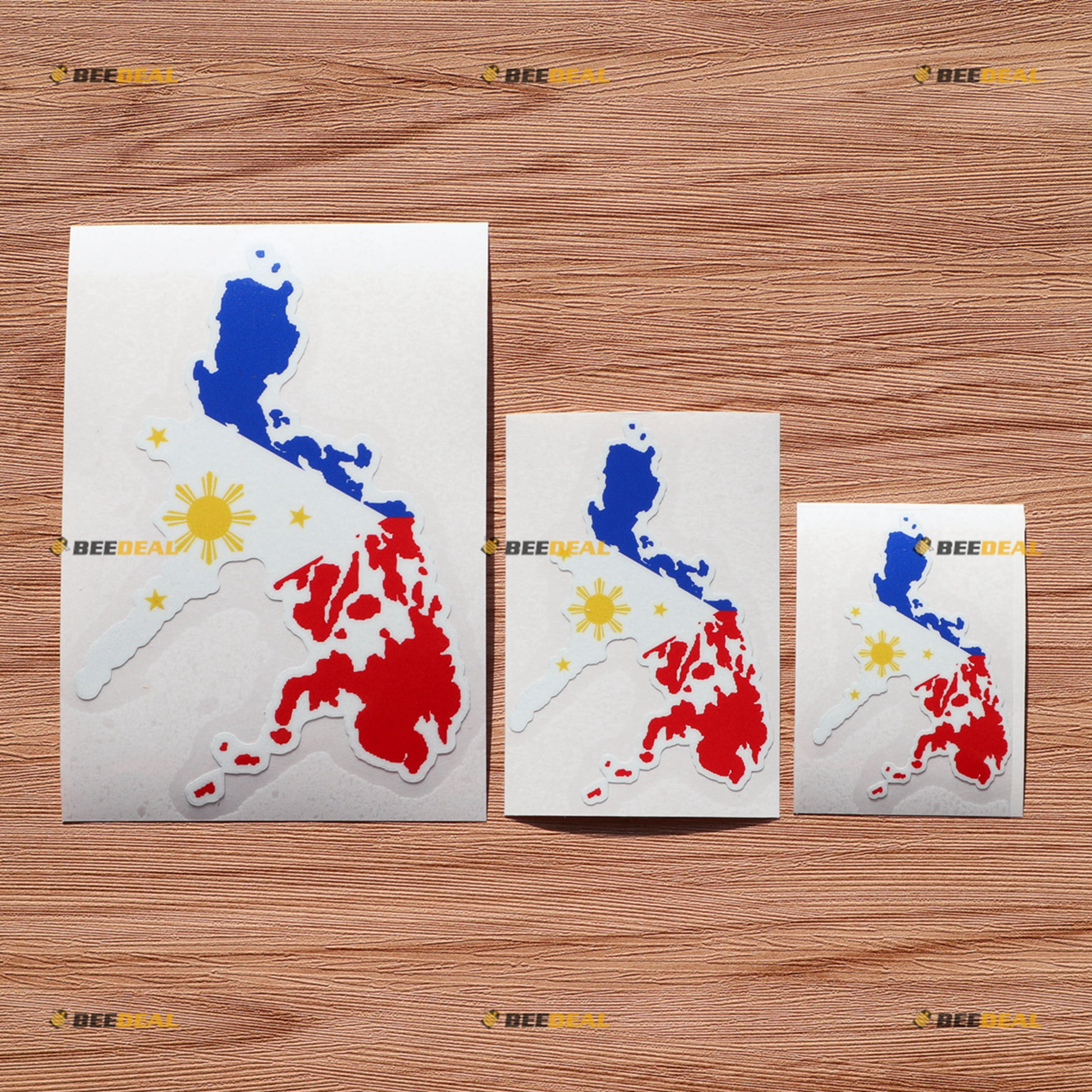 Philippines Map Eight-Ray Sun Stars Flag Colors Filipino Vinyl Decal ...