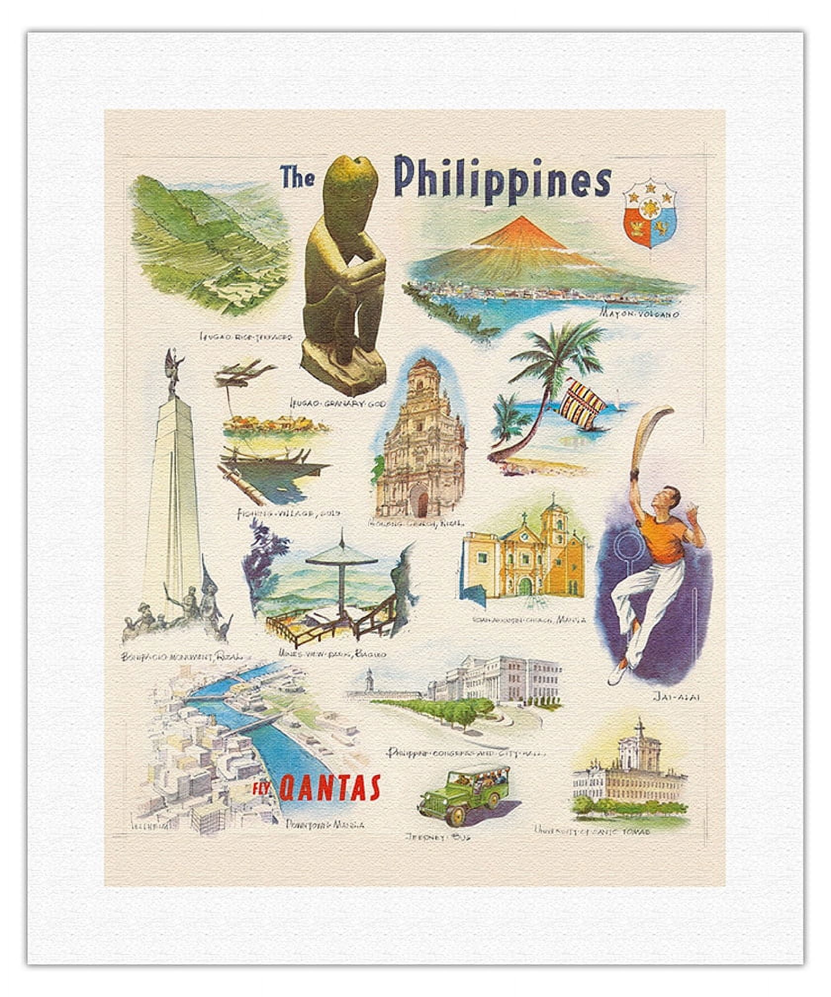 Philippines - Qantas Empire Airways (QEA) - Vintage Travel Poster c ...