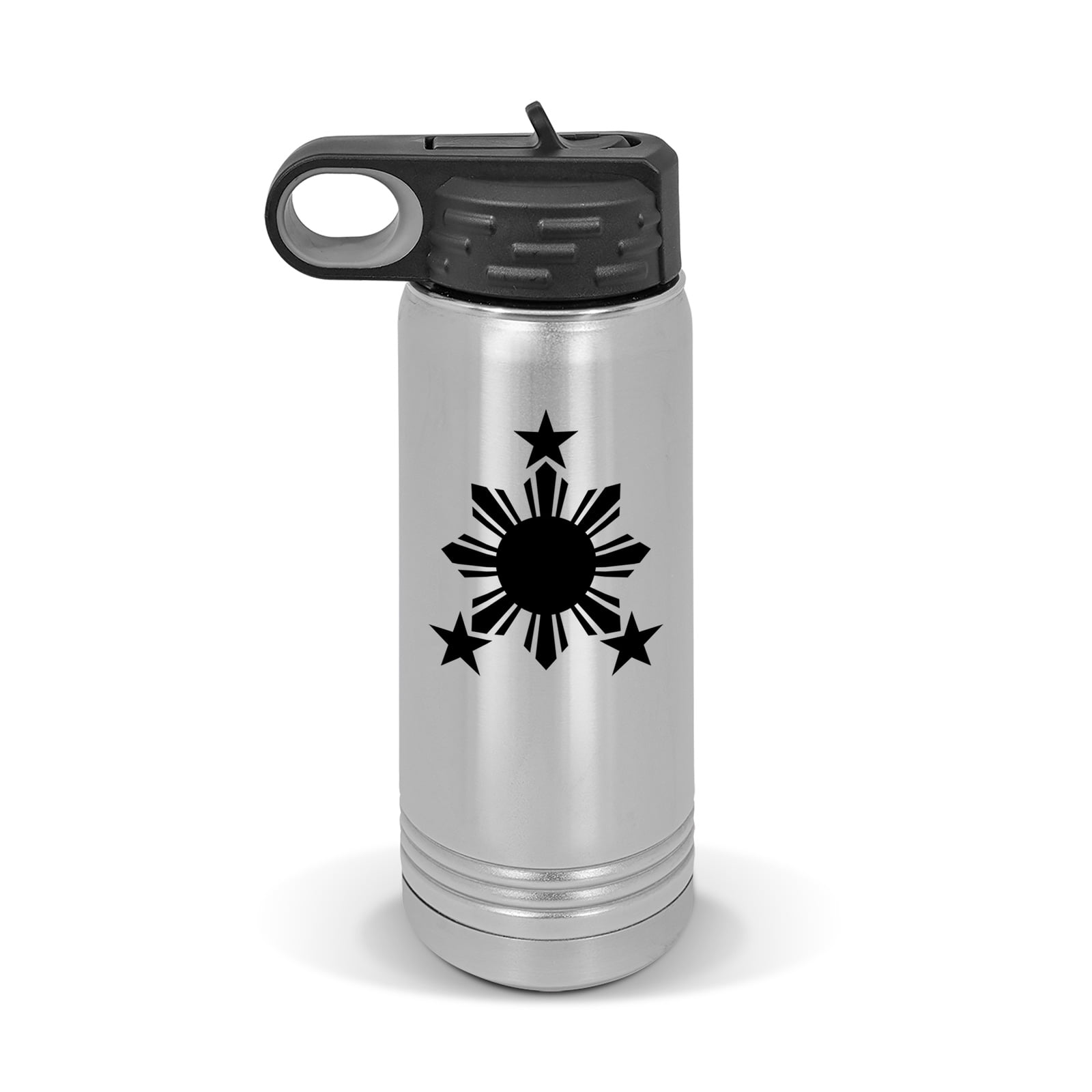 Philippines Sun Water Bottle 20 oz - Laser Engraved w/ Flip Top Removable Straw - Polar Camel ...