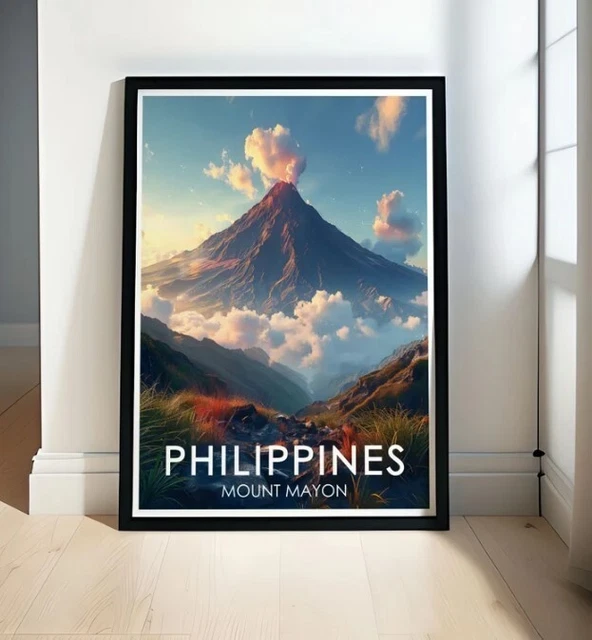 Philippines Travel Poster - Mt. Mayon Art - Mt. Mayon Art For Gifts NO ...