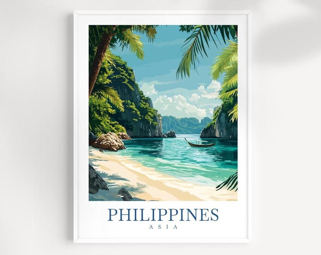 Philippines Travel Print, Illustrated Wall Art, Original Island Poster ...
