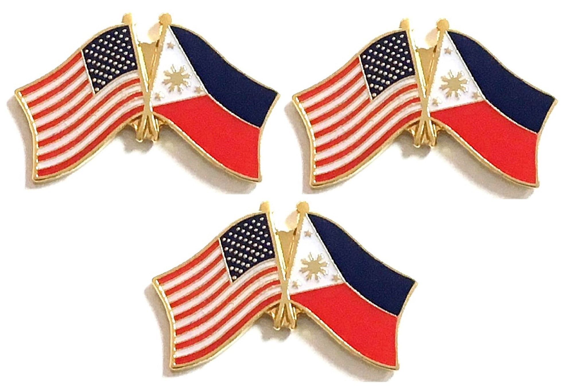 Philippines & US Crossed Double Flag Lapel Pins, Pack of 3 - Walmart.com