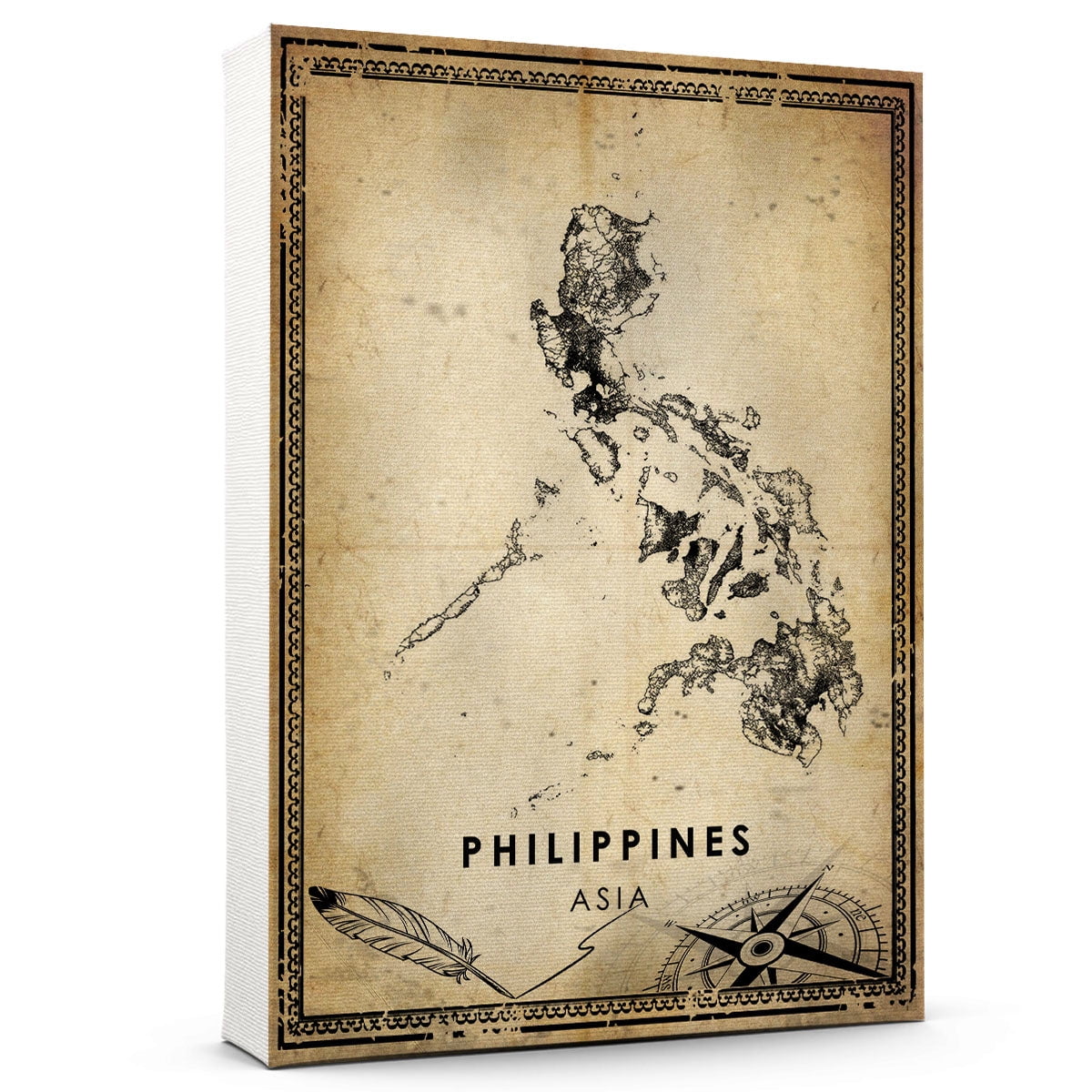 Philippines Vintage Map Prints Canvas, Philippines road Map Art Canvas, Canvas, ,Modern Wall Art ...