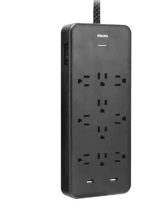 Philips 10-Outlet Surge 6' Braided cord 2880J 2 USB-A - 2.4A Adapter ...