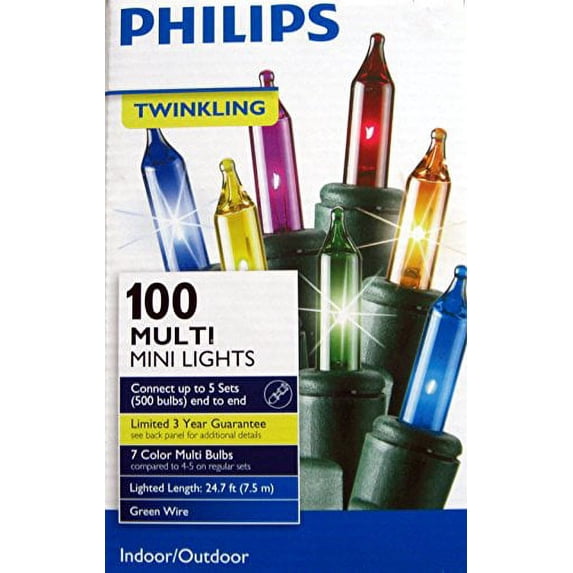 Philips 100 TWINKLING multi color mini lights 7 colors - Walmart.com