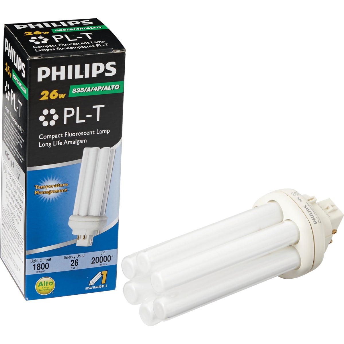 Philips 26w Triple Tube 4-Pin GX24Q-3 3500K White Fluorescent Light Bulb - Walmart.com