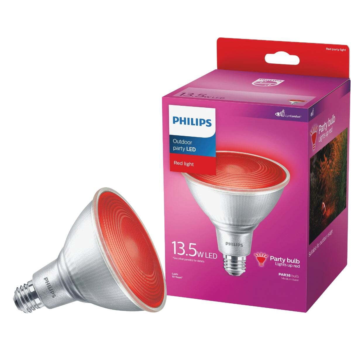 Philips 100W Equivalent Red PAR38 Medium LED Floodlight Light Bulb ...