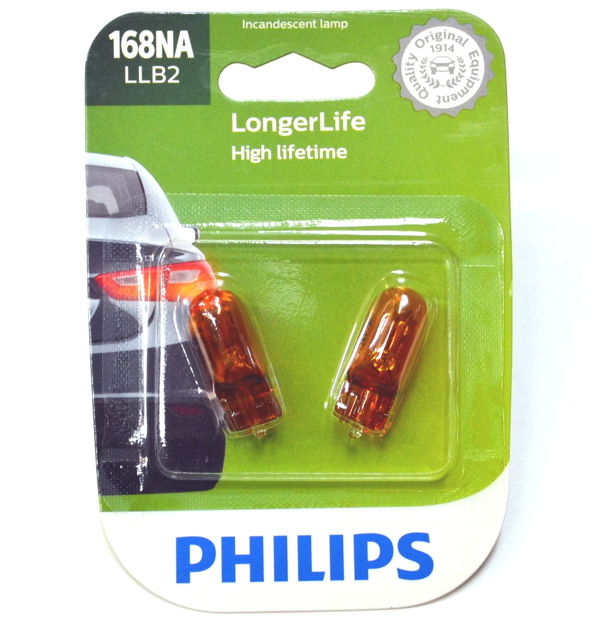 Philips 168NA LongerLife Miniature Bulb, 2 Pack BSL1 - Walmart.com