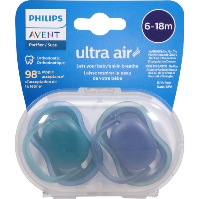 Philips 2-Pack Orthodontic Ultra Air Flow Pacifiers - blue, 6 - 18 ...