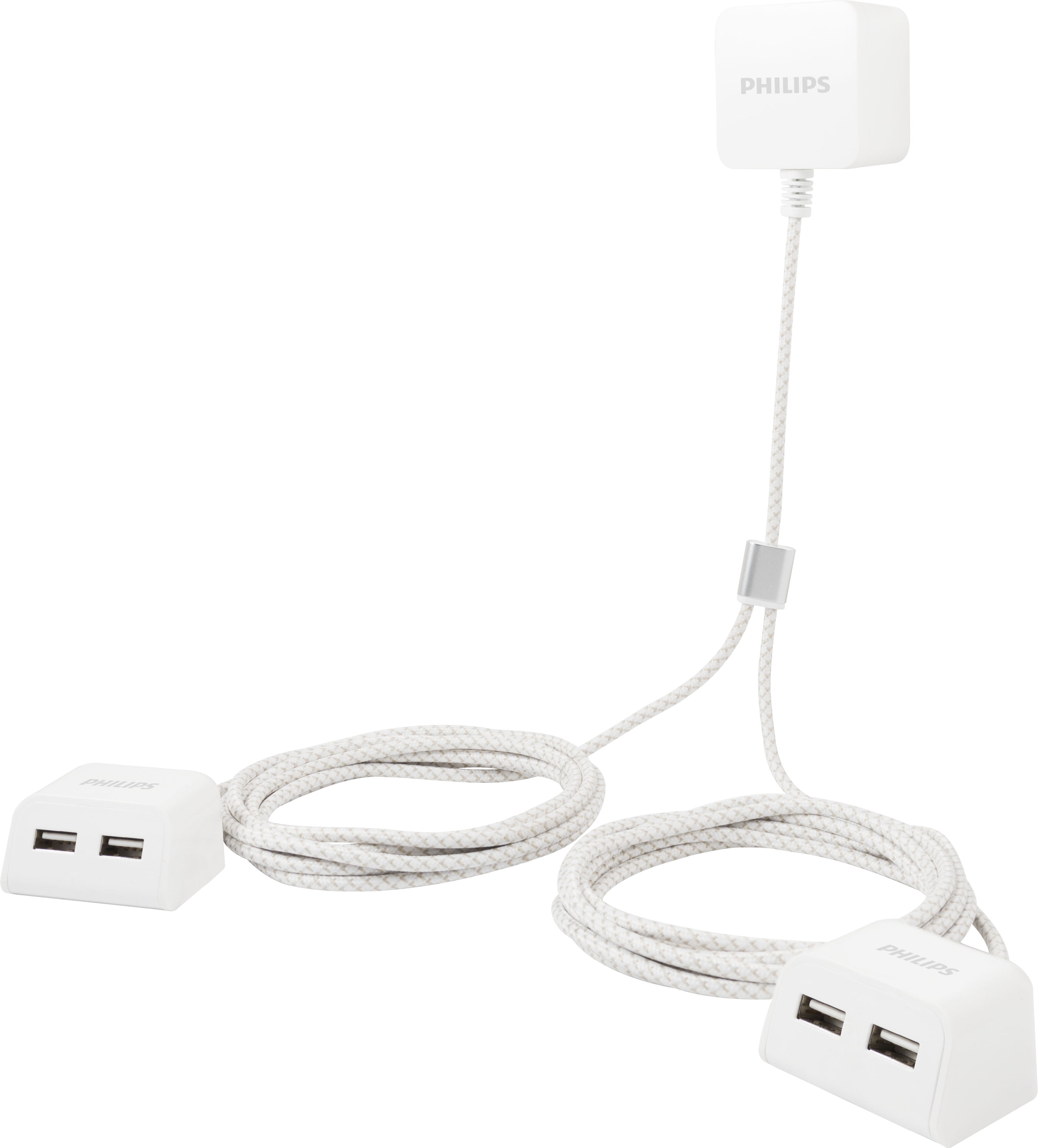 Philips 2-in-1 USB Electronics Charging 8 ft. Dock Extension, Flat Plug ...