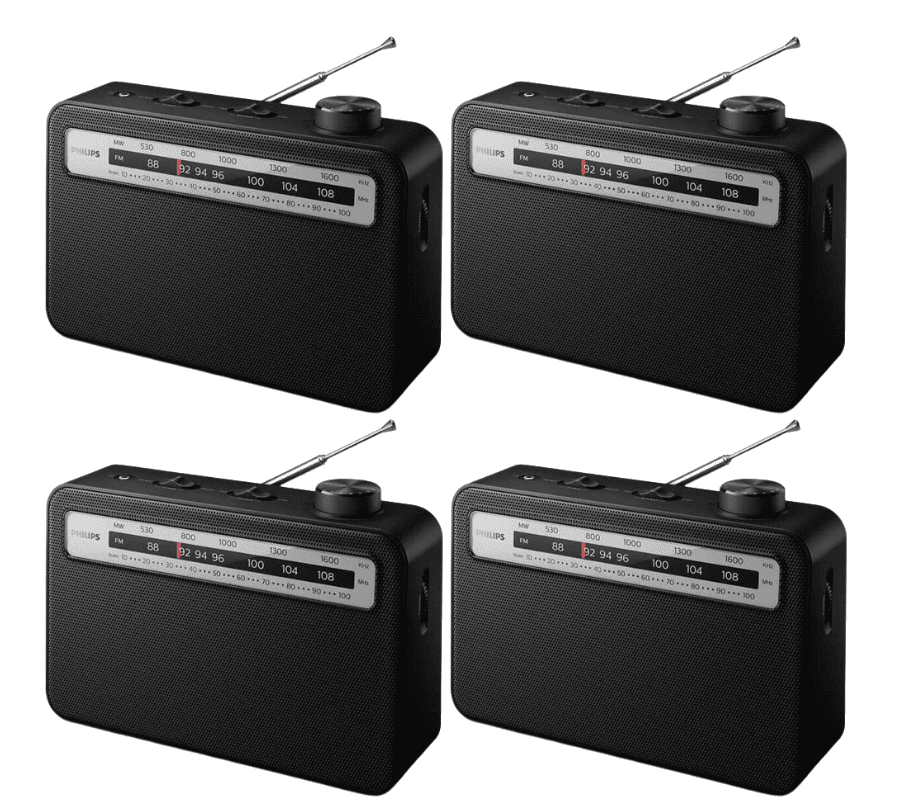 (4 pack) Philips 2000 Series AC/Battery-Operated AM FM Radio Portable ...