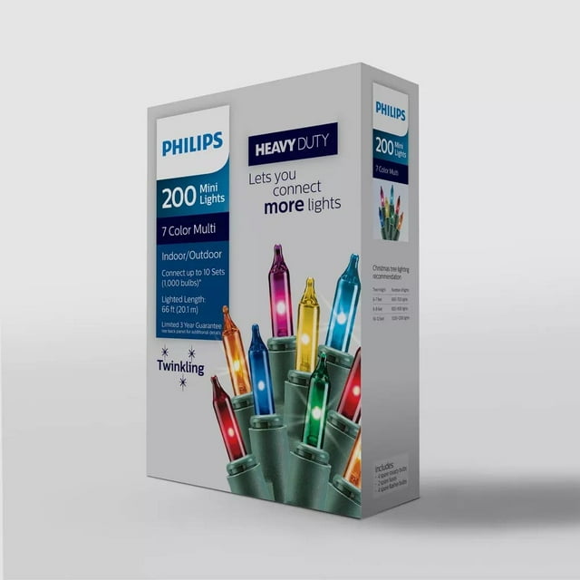 Philips 200ct Incandescent Twinkle Heavy Duty Mini String Lights ...