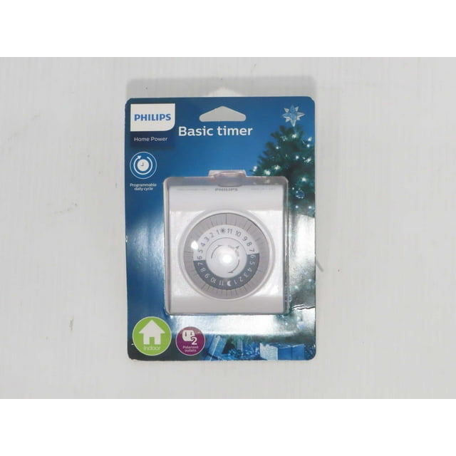 Philips 24-Hour Indoor Plug-in Mechanical Timer, 2 Polarized Outlets ...