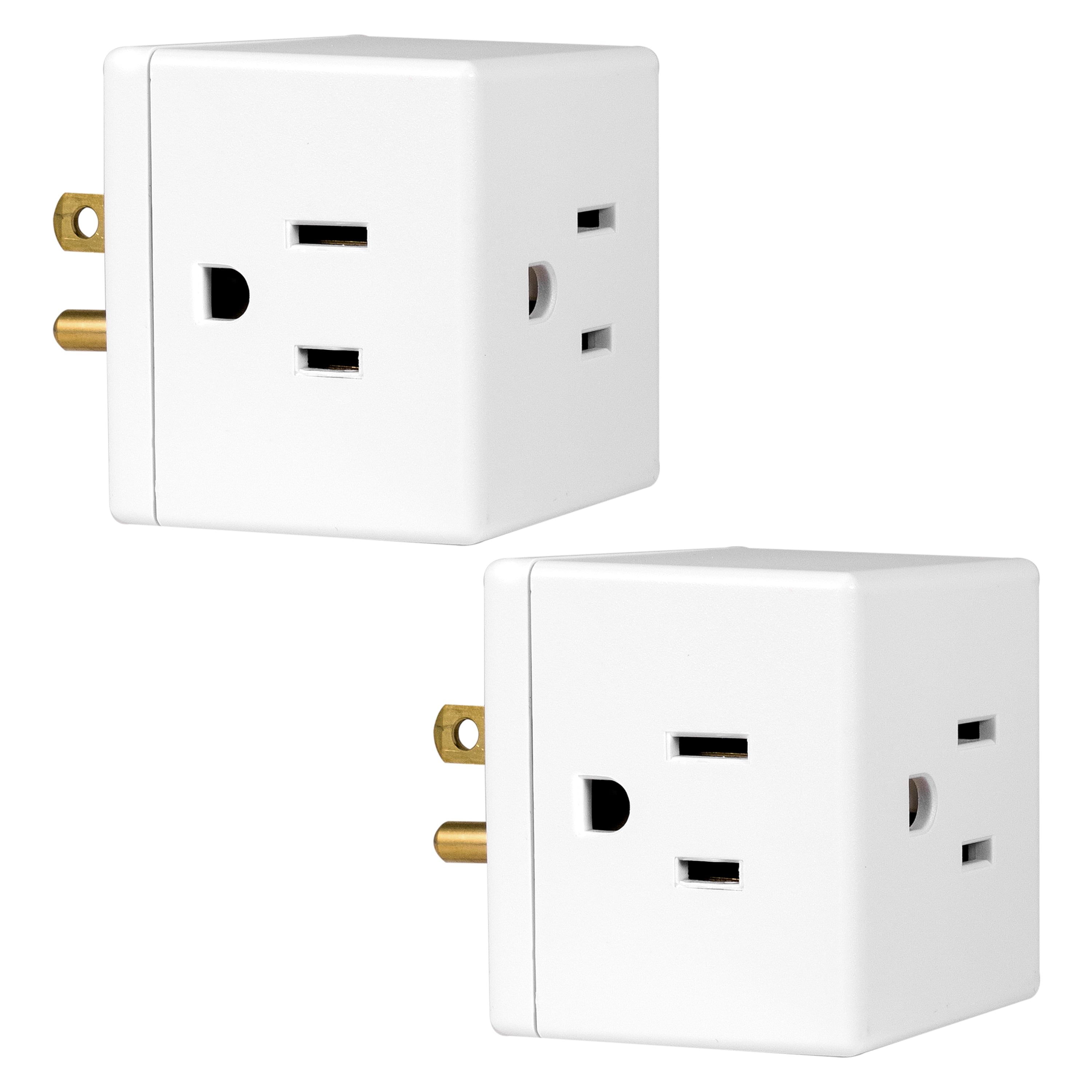 Philips 3-Outlet Cube Tap, 15A/125VAC/1875W, White, 2-Pack, SPS3002BC ...