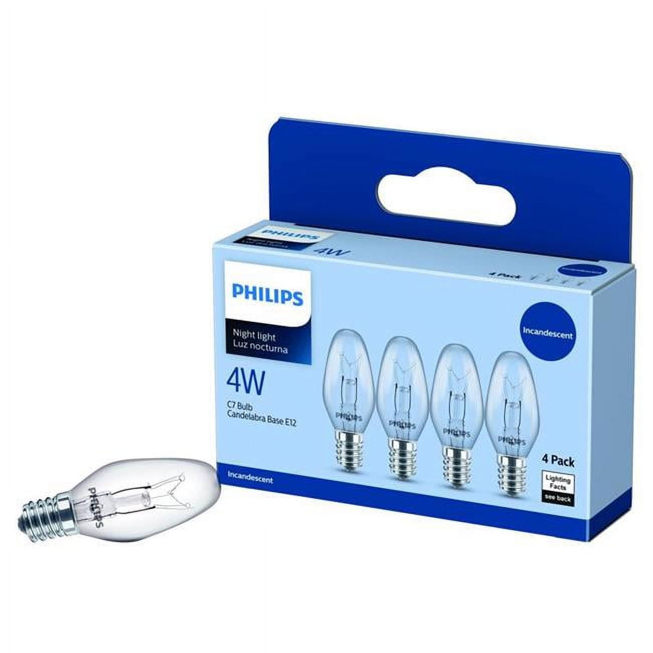 Philips 3012534 4W C7 Incandescent Bulb E12 Candelabra, Soft White ...