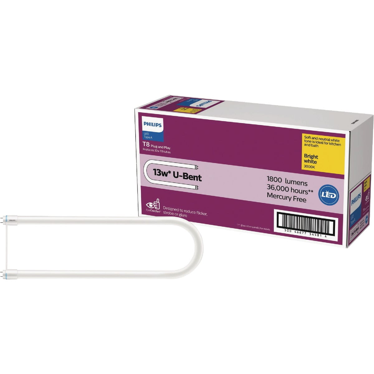 Philips 32w Ubend T8 Cw Led Tube 545814 - Walmart.com